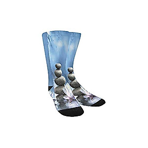 InterestPrint Spa Zen Basalt and Lotus Flowers Crew Socks Unisex Outdoor Casual Warm Socks for Kids Boys and Girls