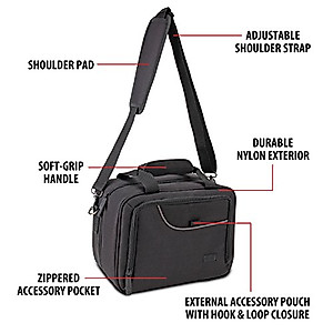 USA GEAR Carrying Case Compatible with Logitech G Cloud Handheld Gaming Console - Travel Bag for Headsets, Bluetooth Headphones, More Gaming Accessories - Customizable Interior, Shoulder Strap - Black