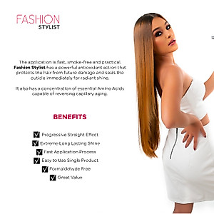 YBERA PARIS Fashion Stylist Cream | Keratin Hair Straightening Treatment | Smooth System | Extreme Shining Hair | Color Safe | Enhanced with Omega | 5.2 FL Oz