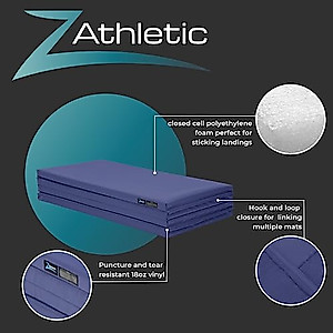 Z Athletic Folding Mat for Gymnastics and Tumbling, 4 Ft x 8 Ft x 2 In Blue