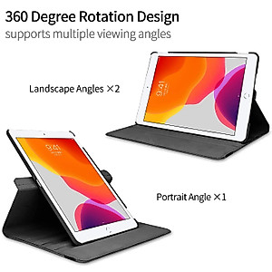 Rouceyxin Case for iPad 9th Generation Case, iPad 8th/7th Generation Case, 10.2 iPad Case for Women Girls Multi-Angle View Adjustable Stand Auto Wake/Sleep (Black)