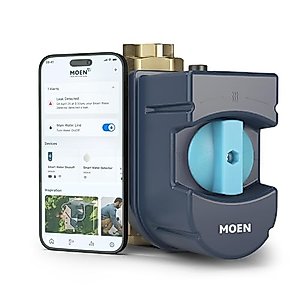 Moen 900-002 Flo Smart Water Monitor and Automatic Shutoff Sensor, Wi-Fi Connected Water Leak Detector for 1-1/4-Inch Diameter Pipe
