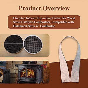 Ctuoptuo Interam Gasket for Dutchwest Stove 6" Combustor, Replaces Vermont Castings Part # 1203533A, 18" Long x 2" Wide x 1/16" Thick