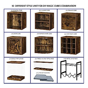 FUSUNBAO Magic DIY Cube Storage Organizer Stackable Cubles for Corner Bookshelf -Home Books Clothes Toy -Modular Cubby Storage System -Office Cubical -Bookcase (Antique Brown, Curved Shape Cube)