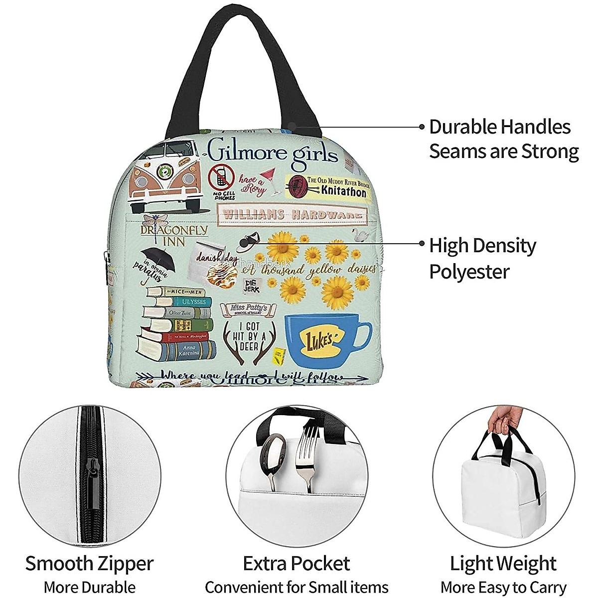 Gilmore Girls Lunch Tote Bag for Women Gifts Fashionable Collapsible Simple Modern DIY Bag Large