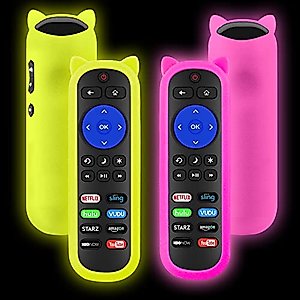 (Pack of 2) RC280 Remote Compatible with All Roku TV Remote wr Covers, for 32 40 43 49 50 55 65 70 75 80 Inch TCL/Onn/Hisense/Element/Sharp/Haier/Hitachi/LG/Sanyo/JVC/Magnavox/RCA/Westinghouse Roku TV