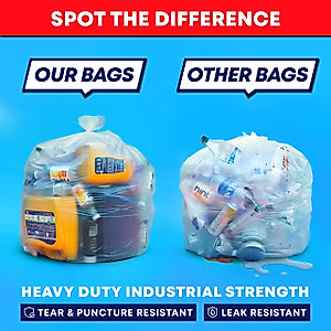 33 Gallon Clear Trash Bags (Value 250 Bags) Large Clear Plastic Bags, Great for Recycling 30 Gallon - 32 Gallon - 35 Gallon. High Density Bag