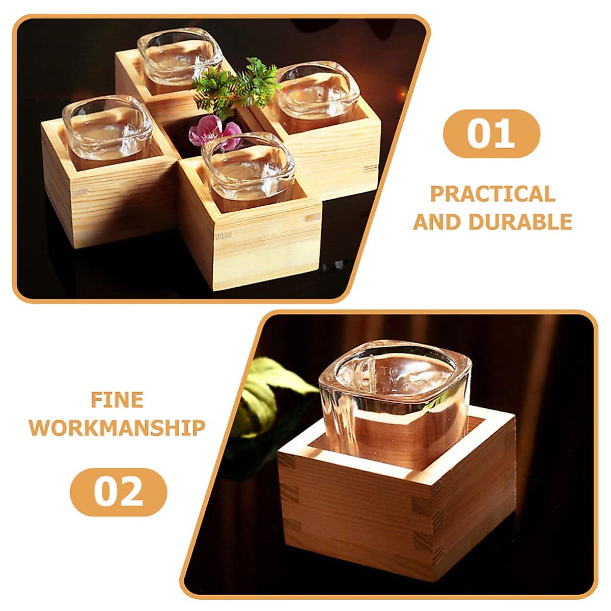 Cabilock Wood Cup Cup Wooden Sake Cups Masu Japanese Hinoki Wood Saki Cup Box Masu Sake Cups Traditional Tea Cups Decorative Drink Teaware For Sake Tea Sake Serving Wood Cups Wood Wood Cups