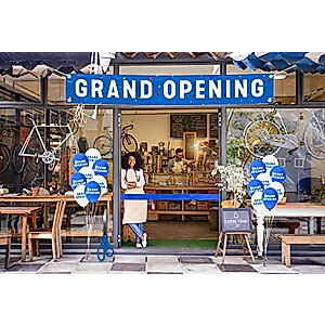 Nashira Ribbon Cutting Ceremony Kit, 25" Giant Scissors with Blue Satin Ribbon, Grand Opening Banner & Balloons - Heavy Duty Metal Scissors for Special Events, Inaugurations & Ceremonies