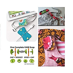 KAM Snaps Buttons + Snap Pliers, Starter Fasteners Kit, 384 Sets 24-Colors, Size 20 T5 KAM Snap Plastic Fasteners Punch Poppers Closures No-Sew Buttons for Crafts Cloth Diaper Bibs