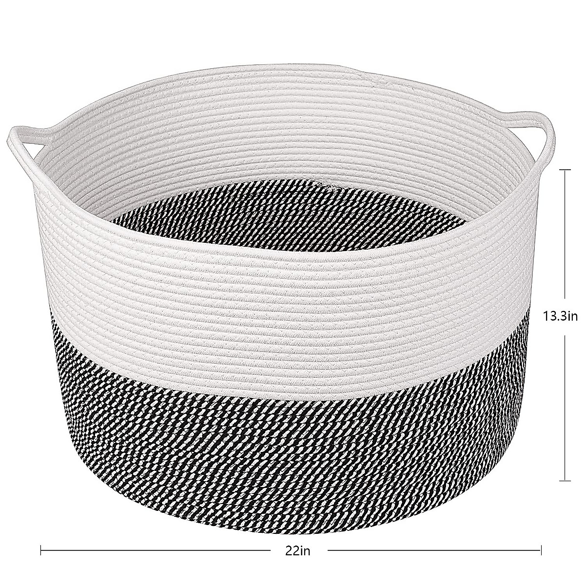 Laundry Baskets Woven Baskets for Storage Basket Wicker Blanket Basket Living Room Cotton Coiled Rope Hamper Nursery Storage for Kids Baby Dog Toy Extra Large 22" X 22" X 14", XXXL-Black