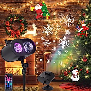 Christmas Projector Lights Outdoor, Outdoor Christmas Light Projector, Christmas Projector Lights 15 Colors Led Waterproof with Remote for Halloween Holiday Party Garden