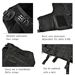 YAKEDA Outdoor Tactical Airsoft Vest Adjustable Fit Adult (Black)