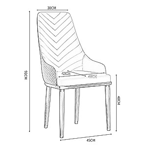 ANDGRO Kitchen Dining Room Chairs Modern Dining Chairs Set of 6 with Soft PU Leather Cover Cushion Seat and Metal Legs Living Room Side Chairs (Color : Light Grey)