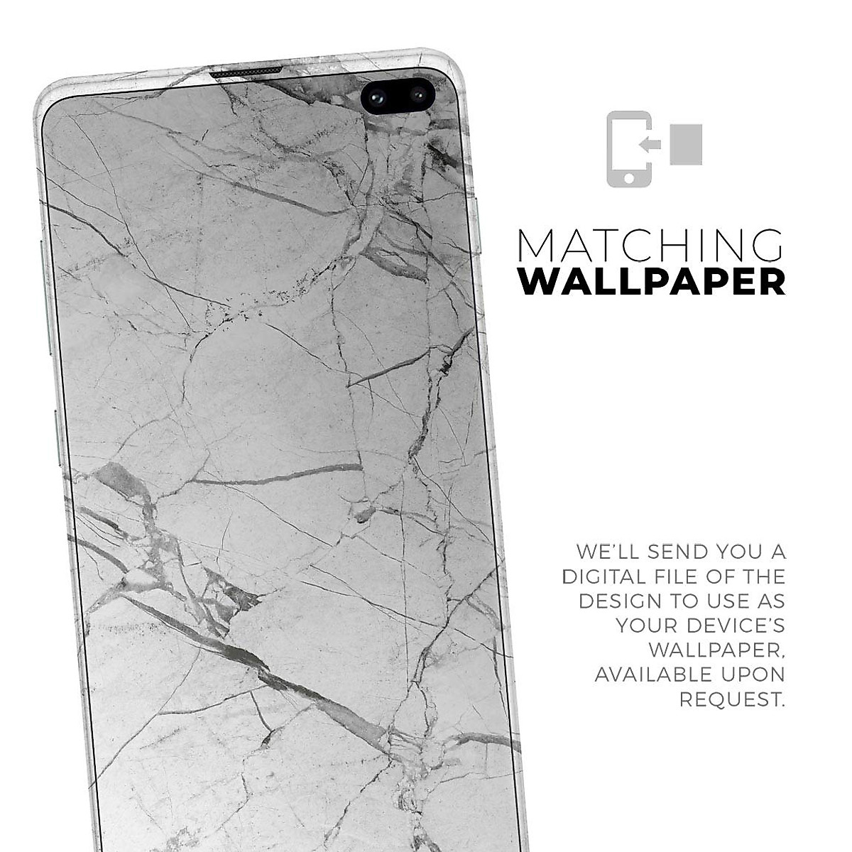 DesignSkinz Cracked White Marble Slate Protective Vinyl Decal Wrap Skin Cover Compatible with The Samsung Galaxy S20 (Screen Trim & Back Glass Skin)