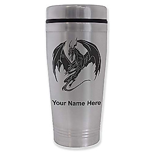 LaserGram 16oz Commuter Mug, Dragon, Personalized Engraving Included