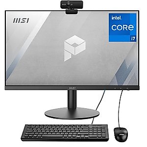 MSI 2022 24" FHD All-in-One Desktop -10th Intel i7-10700 w/UHD Graphics - 32GB DDR4-1TB SSD + 1TB HDD - WiFi 6 Bluetooth 5 RJ45 HDMI COM - Windows 11 Pro - Wired Keyboard Mouse w/RATZK 32GB USB