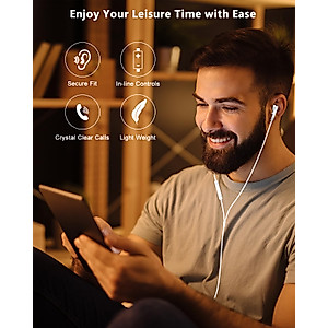 Oceovc iPhone Wired Earbuds with Lighting Connector [No Bluetooth Required/MFi Certified] Built-in Microphone & Volume Control Earphones- iPhone Headphones Compatible with iPhone 14/13/12/SE/11/X/XS