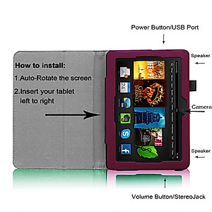 Fintie Folio Case for Fire HDX 7 - Slim Fit Leather Standing Protective Cover with Auto Sleep/Wake (will only fit Kindle Fire HDX 7" 2013), Purple