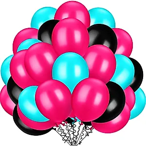 TecUnite 100 Pcs Rose Red Black Blue Latex Balloons 13 Inch Colorful Round Balloons for Wedding Birthday Festival Racing Car Poker Card Party Decoration
