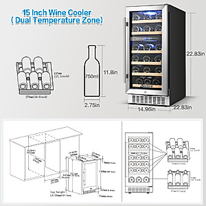 AAOBOSI Wine Refrigerator 24 Bottles, GhostWhite 17 inch