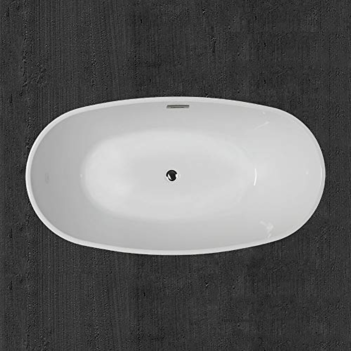 WOODBRIDGE 59"Freestanding White Acylic Soaking Bathtub with Brushed Nickel Drain and Overflow,BTA1518 -B/N-Drain &O