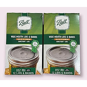 Ball Jars Wide Mouth Lids & Bands 2 Pack (24 Lids and 24 Bands)