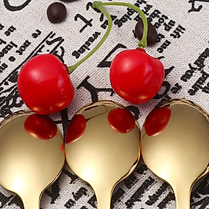 Buyer Star 12 Pieces Gold Teaspoons 5.5-Inch Mini Coffee Spoons Stainless Steel Sugar Demitasse Espresso Spoons