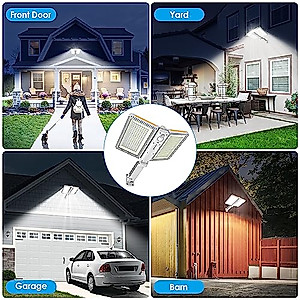 ropelux Solar Outdoor Lights, Motion Sensor Outdoor Lights Double Big Solar Panels, IP65 Waterproof and 5 Modes, 218LEDs High Brightness Wider Illuminated Area Flood Lights for Street