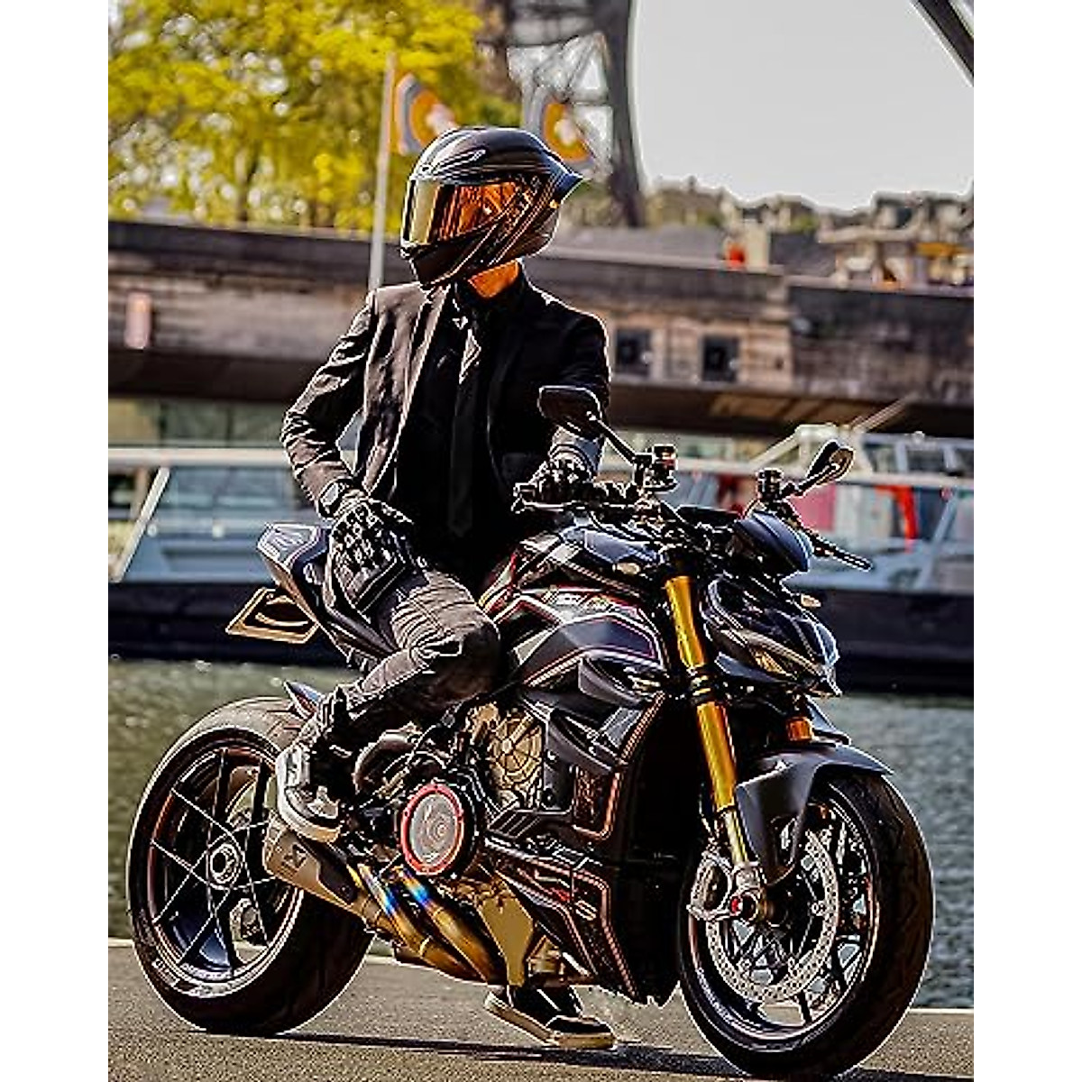 IRON JIA'S Motorcycle Shoes, Men Streetbike Casual Motorcycle Riding Boots Waterproof Anti-Slip Breathable Ankle Support Protective Gear Power Sport Footwear Black