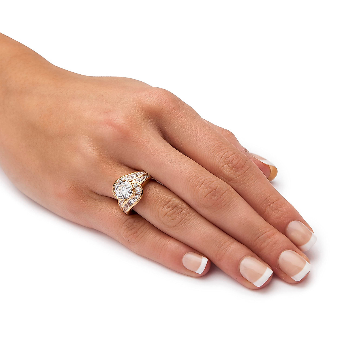 PalmBeach Yellow Gold-plated Sterling Silver Round Cubic Zirconia Engagement Ring Sizes 5-10 Size 7