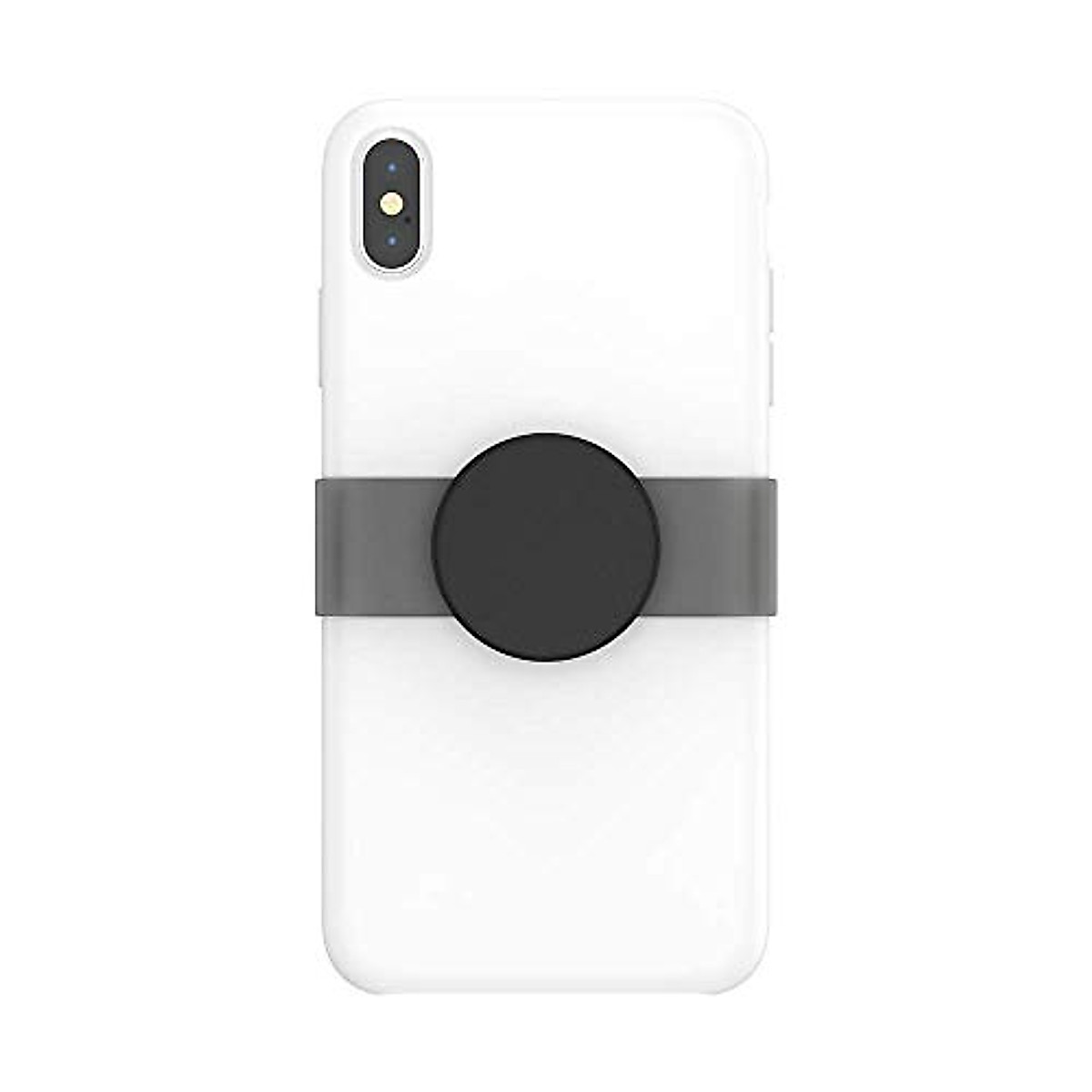 PopSockets Phone Grip Slide for Phones and Cases, Sliding Phone Grip with Expanding Kickstand, PopSlide for Apple Silicone Case, iPhone Xs Max - Black Haze