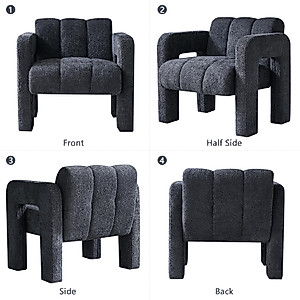 Vliekcy 31" Boucle Accent Chair, Contemporary Designed Armchair,Upholstered Vanity Chair, Leisure Lounge Chair Reading Side Chairs for Living Room, Bedrooms, Office, Dark Gray
