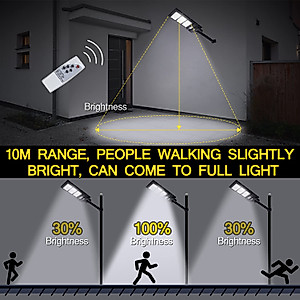 Vikrami 600W Solar Street Lights Outdoor Waterproof 60000LM, Dusk to Dawn, with Motion Sensor and Remote Control, Suitable for courtyards, Gardens, Streets, Garage, etc. Wall or Pole Mount