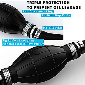 Newest High Flow Siphon Pump, Gasoline Oil Water Fuel Diesel Transfer Siphon Pump, Siphon Hand Fuel Pump Portable Manual Car Liquids Gas Transfer PumpSiphon Hose, Siphoning Kit, 2M Durable Syphon Hose