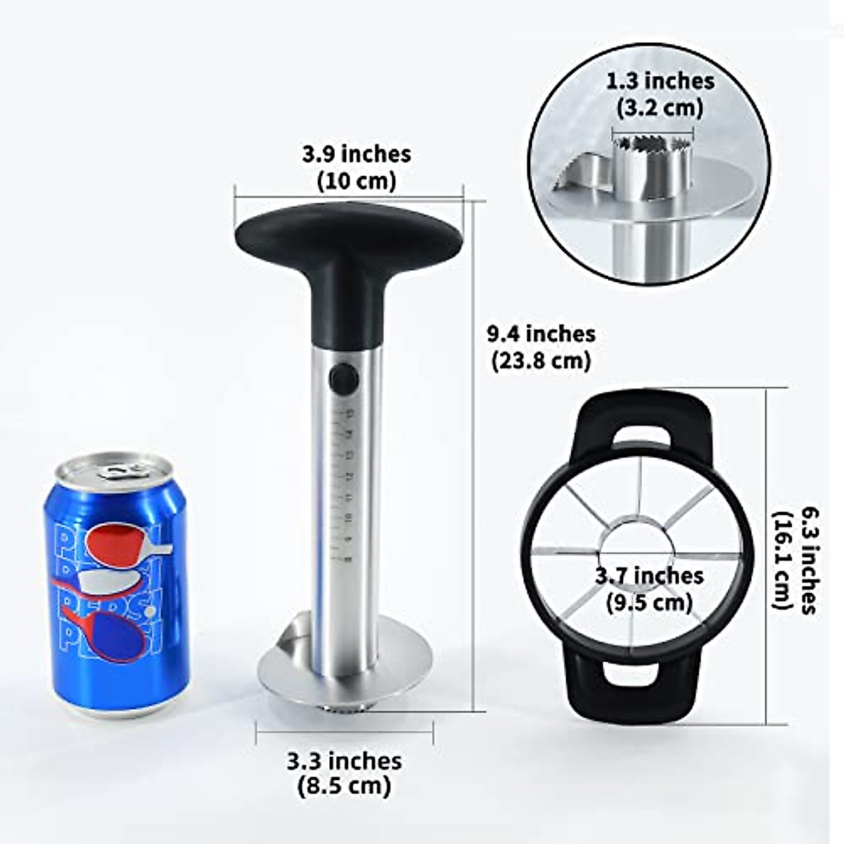 Newness Pineapple Corer and Slicer Tool, Durable Pineapple Core Remover with Upgraded Cutter & Reinforced Thicker Blade, Stainless Steel Kitchen Fruit Gadget for Diced Pineapple Rings, Black Handle