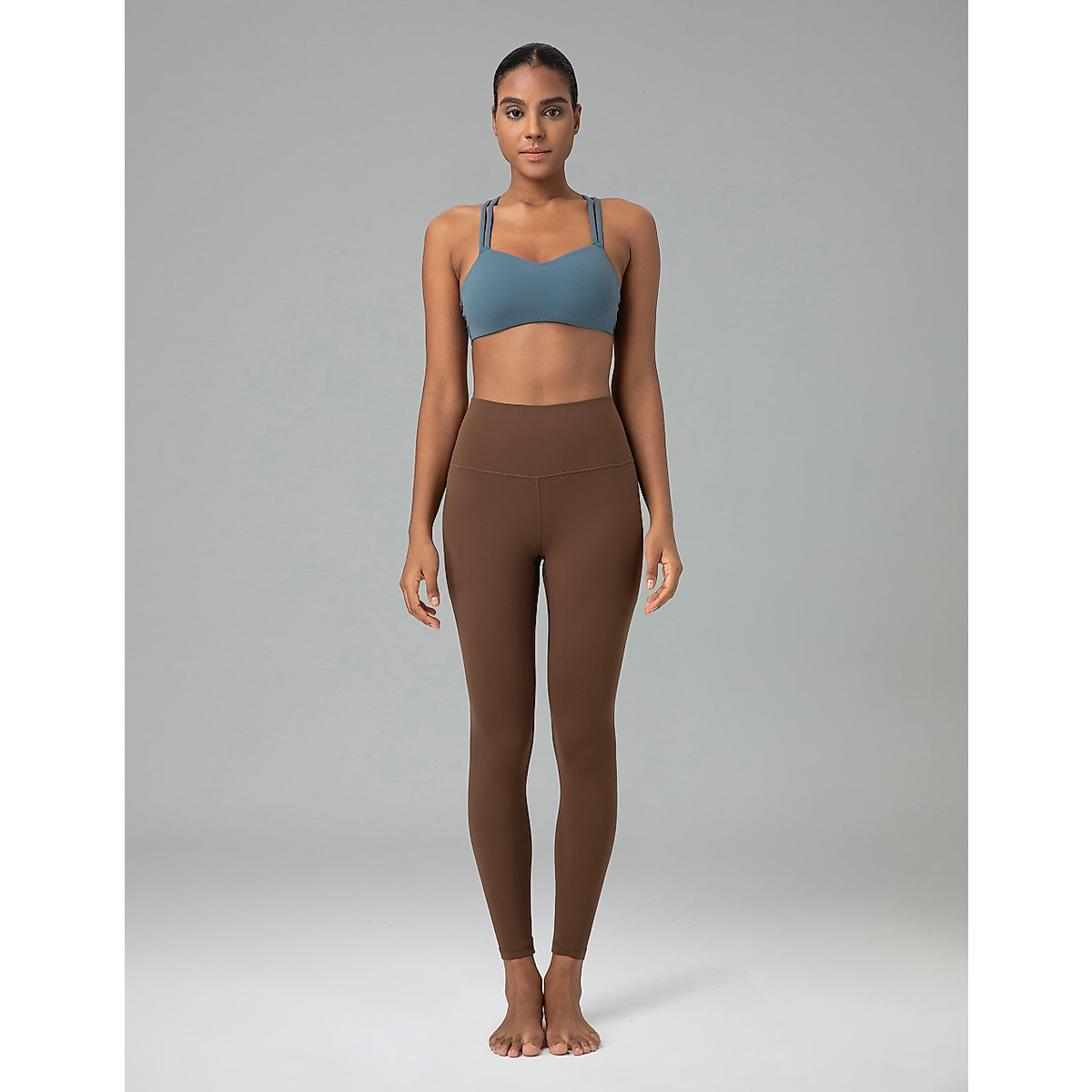 Colorfulkoala Women's Dreamlux High Waisted Workout Leggings 28" Inseam Full Length Yoga Pants (M, Cocoa)