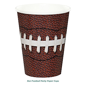 Football Party Game Ball Oval Paper Dinner Plates, Beverage Napkins, and Beverage Cups (Serves 16)