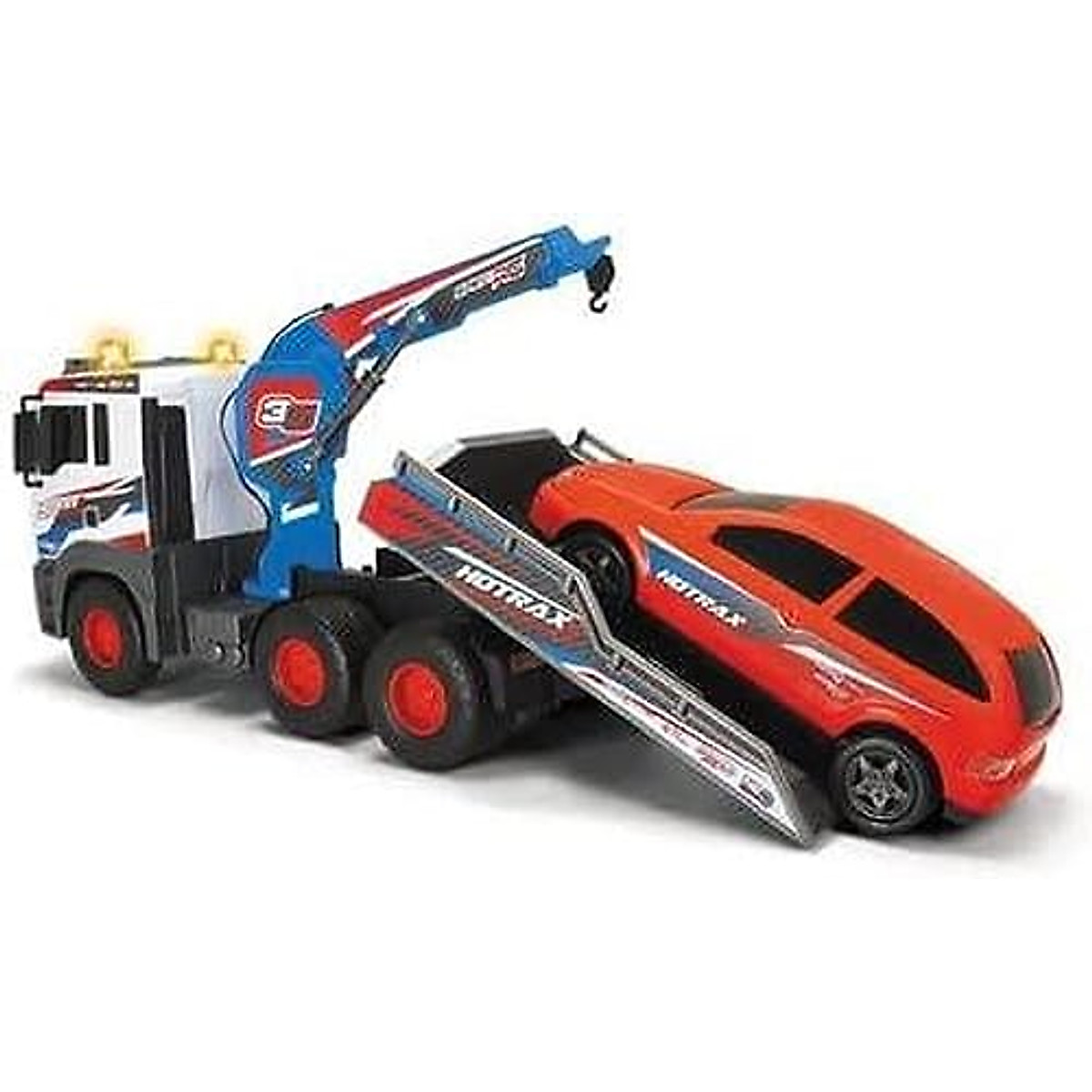DICKIE TOYS 203749025 203749025 203749025 Tow Truck with Free-Wheel Motorised Crane Arm + 1 Car 55 cm Multi-Coloured