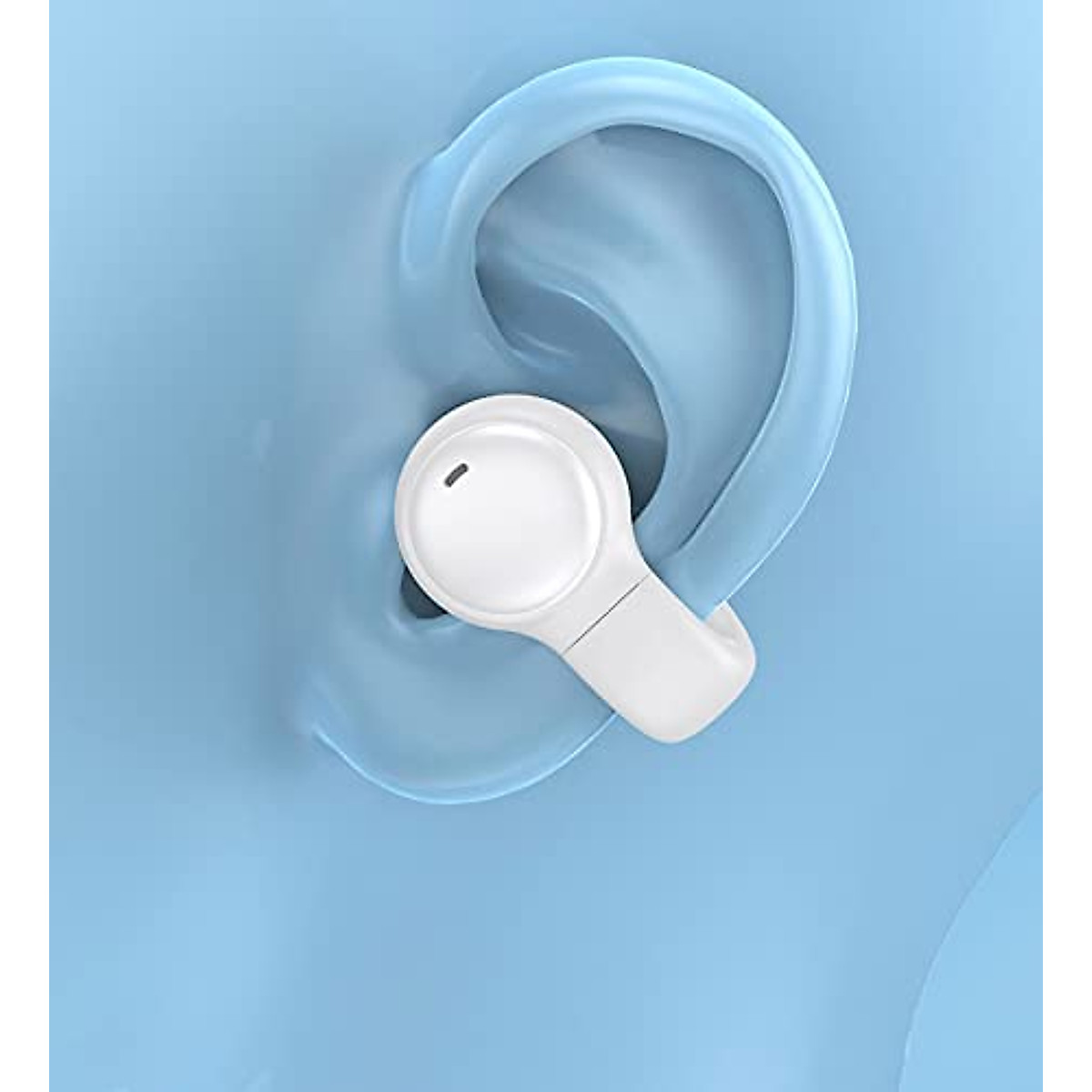 TWS Bluetooth 5.3 Earphones Wireless Headphones Ear Hook HiFi Stereo with Mic Sports Waterproof Headsets Earbuds Noise Reduction (White)