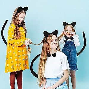 ZONESTA Cat Costume,Cat Noir Costume Black Cat Ear and Tail Set with Bow Tie Halloween Decoration Party Christmas Birthday Cosplay