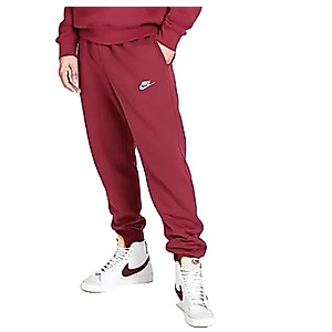 Nike Men's Sportswear Club Jogger Sweatpant, Pomegranate/Pomegranate/White, L Regular US