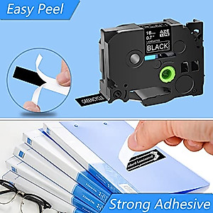 GREENCYCLE Compatible for Brother P-Touch TZ TZe Label Tape 18mm 0.7" 3/4-Inch White on Clear/Black/Red/Blue/Green, Black on Gold for PT-P710BT PTD400 PTD400AD PTD600 PT-P700 Label Maker-6 Pack