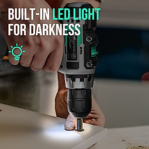 Litheli Cordless Drill Set, 20V Max Power Drill Cordless Set, 3/8” Keyless Chuck, 18+1 Torque Settings, Variable Speed, w/ 2.0 Ah Battery and 1 Hour Fast Charger Included