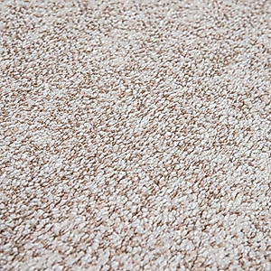 Modern Area Rug Bordered with Geometric Pattern in Brown Beige with Contour Cut, Size: 5'3" x 7'7"