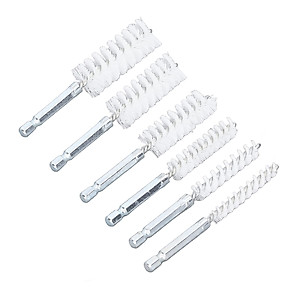 6PCS Hole Cleaning Brushes Bore Brush for Drill Twisted Wire Cleaning Brush Power Drill Cleaning Wire Brush with 1/4in Hex Shank for Power Drill Impact Driver (Nylon (White)) ﻿
