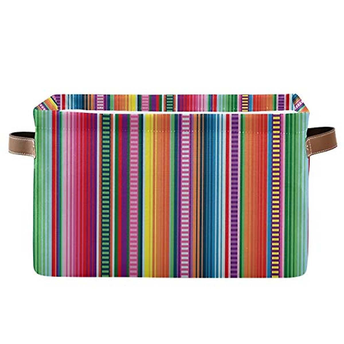 Mazeann Cinco De Mayo Serape Stripes Storage Basket Bin Collapsible Foldable for Clothes Toys Storage Cabinets Waterproof Storage Box 15 x 11 x 9.5 inches, Mexican Sarape Fiesta, 1PC