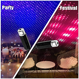 USB Car Roof Star Projector Night Light, Portable Adjustable LED Car Interior Ambient Light, Plug and Play Night Light for Bedroom, Party, Car, Wall (Red)