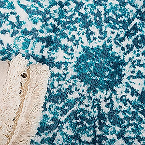 Unique Loom Sofia Collection Area Rug - Grace (2' x 6' 9" Runner, Turquoise/ Ivory)