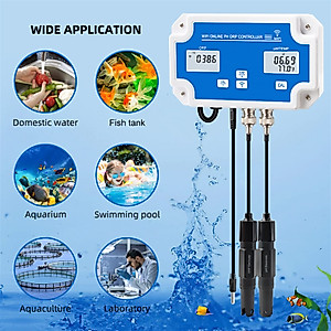 Digital Tester PH Meter Smart WiFi Online PH ORP Temp Aquarium Water Quality Tester Monitor Controller for Swimming Pool Spa Soilless Cultivation